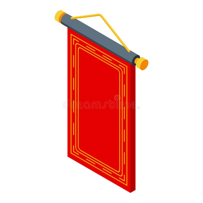 Red Roll Icon Isometric Vector. Chinese Scroll Stock Vector ...