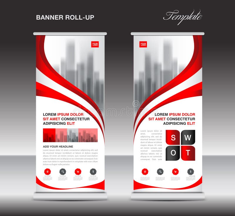 Red Roll Up Banner, Stand Template, Poster, Display, Advertisement ...