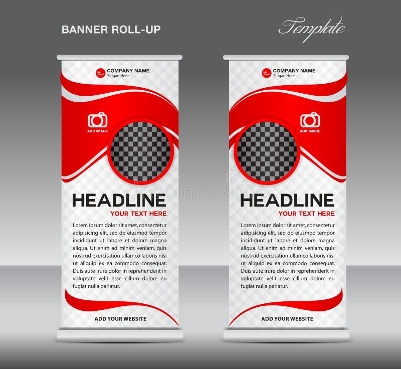 Red White Roll Up Banner Stand Template Vintage Stock Illustrations ...