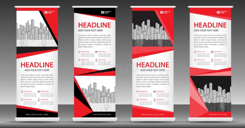 Red Roll Up Banner Template, Stand Design, Pull Up, Display Stock ...