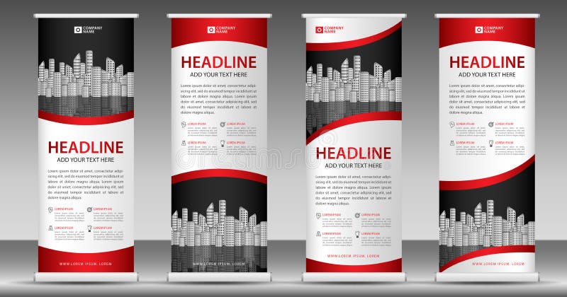 Red Roll Up Banner Template, Stand Design, Pull Up, Display Stock ...