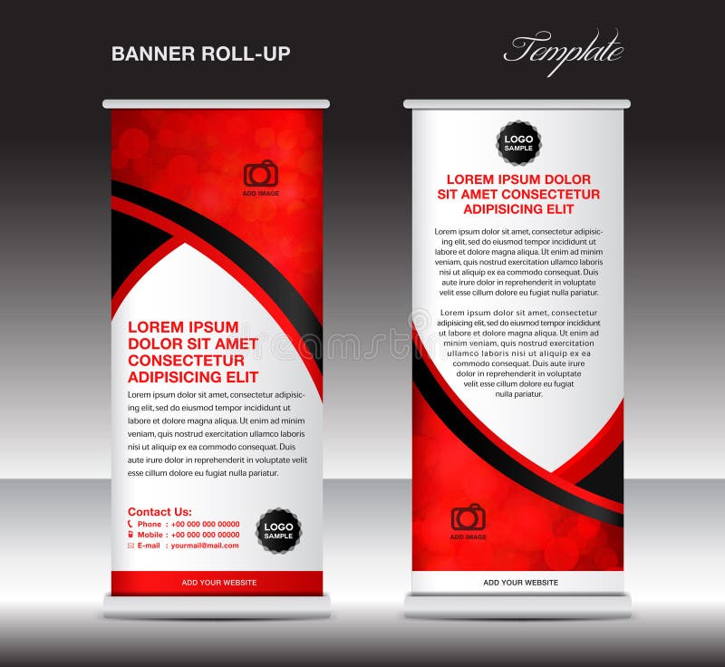 Red Roll Up Banner Template, Stand Template, Stand Design, Banner ...