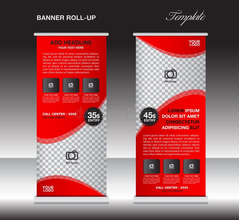 Red Roll Up Banner Template, Stand Template, Stand Design, Banner ...