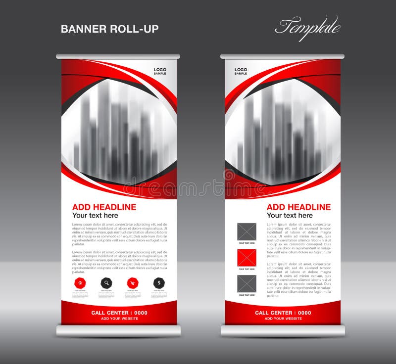 Red Roll Up Banner Template Vector, Advertisement, X-banner, Poster ...