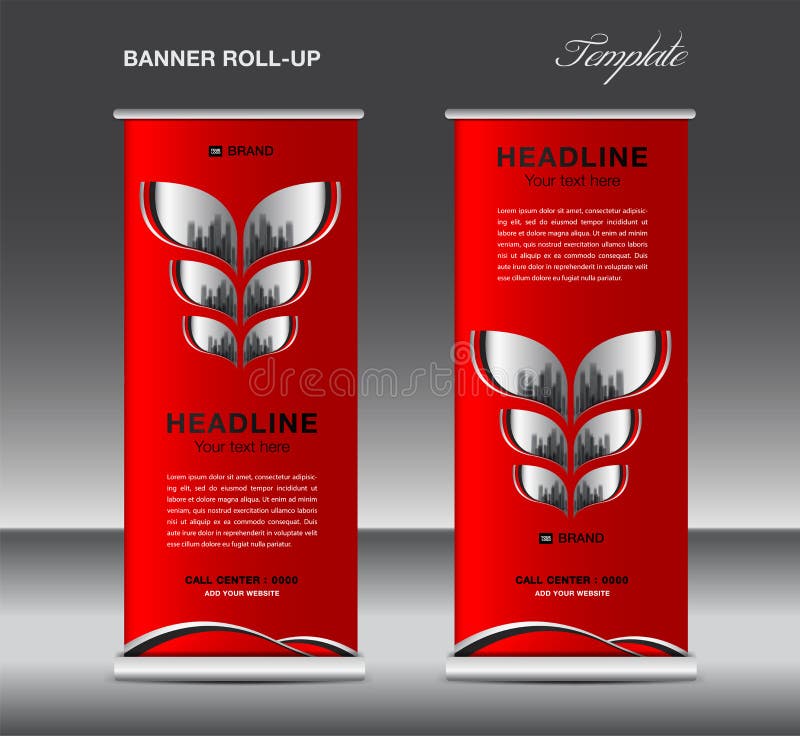 Red Roll Up Banner Template Vector, Advertisement, X-banner, Poster ...