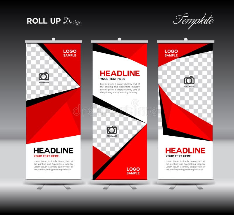 Red Roll Up Banner Template Vector, Roll Up Stand, Banner Design Stock ...