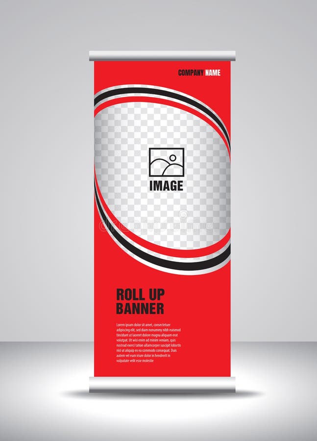 Red Roll Up Banner Template Vector, Banner, Stand, Exhibition Design ...
