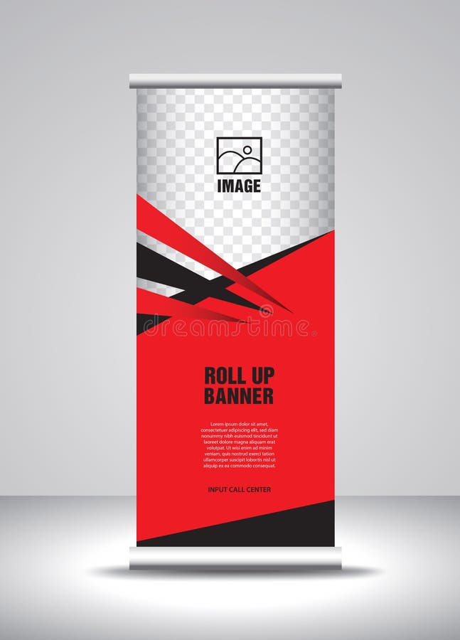 Red Roll Up Banner Template Vector, Banner, Stand, Exhibition Design ...
