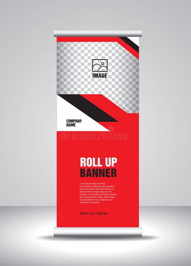 Red Roll Up Banner Template Vector, Banner, Stand, Exhibition Design ...