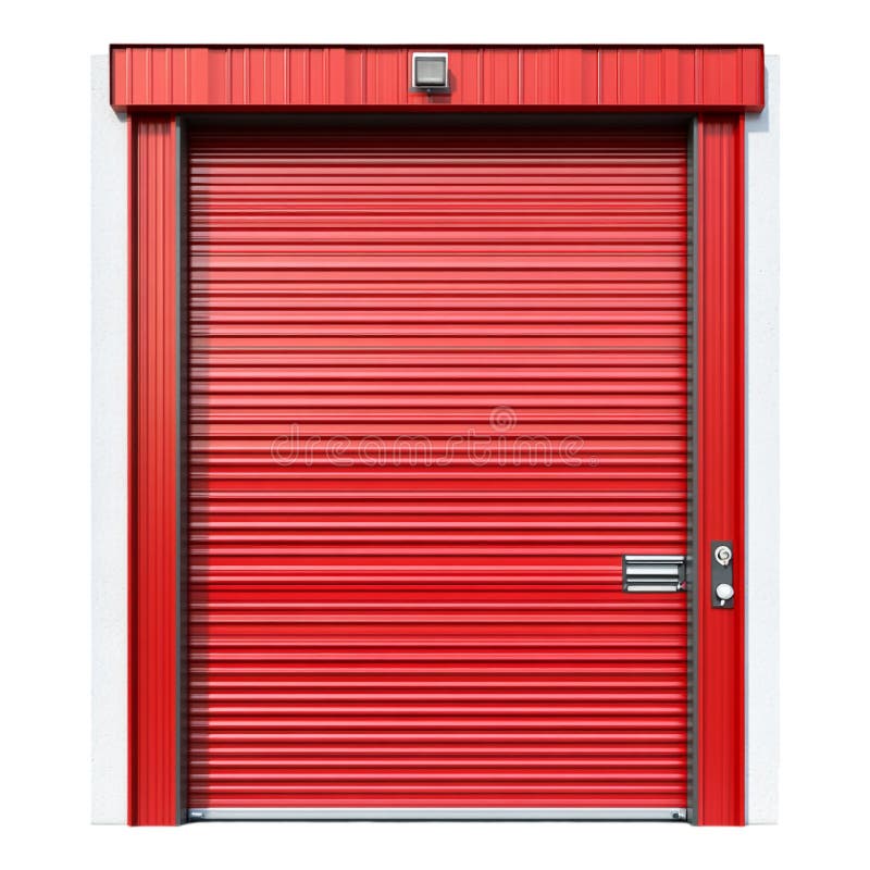 Red Roll Up Door Against Transparent Background Stock Illustration ...