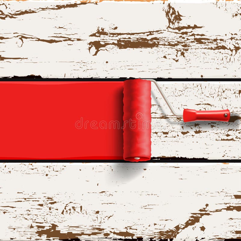 Red paint roller stock photo. Image of isolated, decorating - 19640602