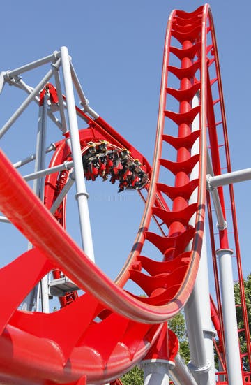 Red roller coaster stock photo. Image of curvy, rails - 19794090