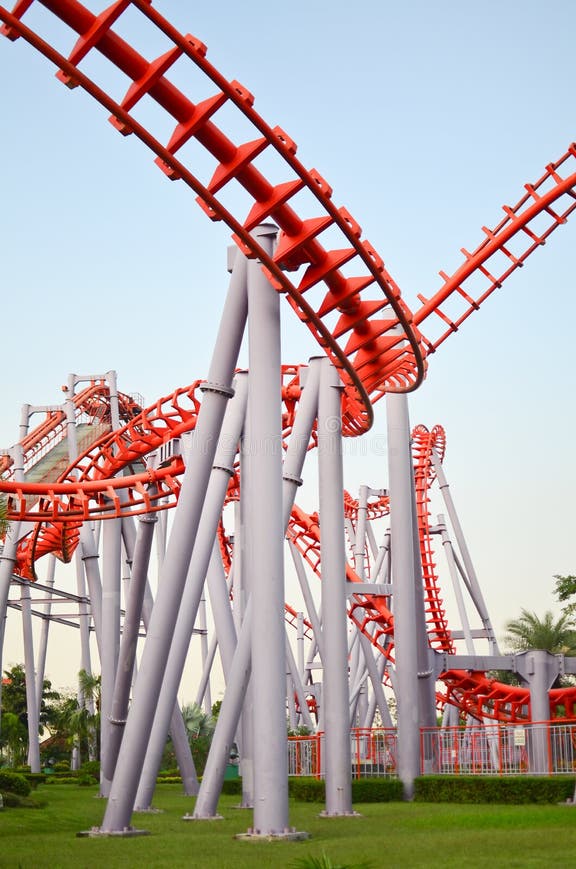 Red roller coaster stock photo. Image of park, colorful - 31080448