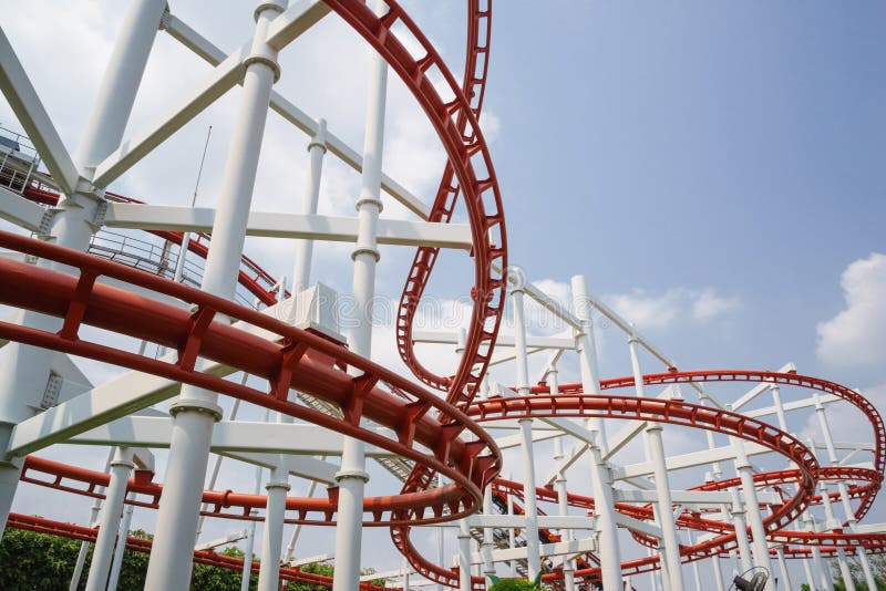Curve Of Red And White Roller Coaster Stock Image - Image of roller ...