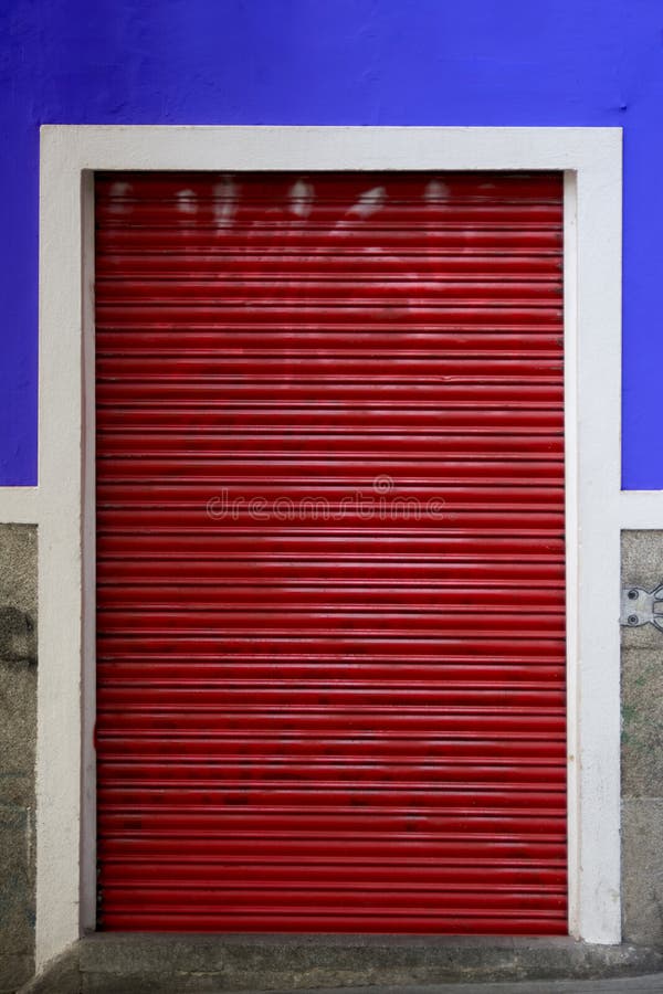 Red roller shutter stock photo. Image of outlet, exterior - 45606566