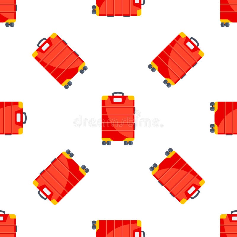Red Rolling Suitcase Seamless Pattern on White Background for Travel ...