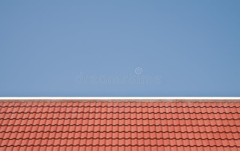 Red Roof on Blue Sky Background Stock Image - Image of architecture ...