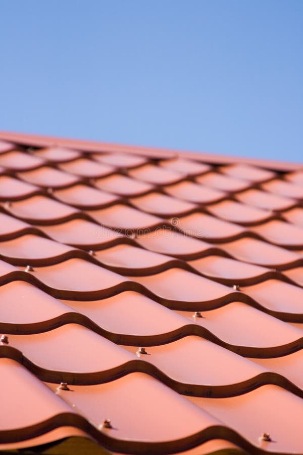Red Roof of Metal Roofing on the Sky Stock Photo - Image of industrial ...