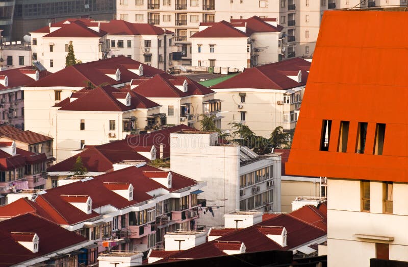 Red roofs of Shanghai stock image. Image of travel, house - 30988079