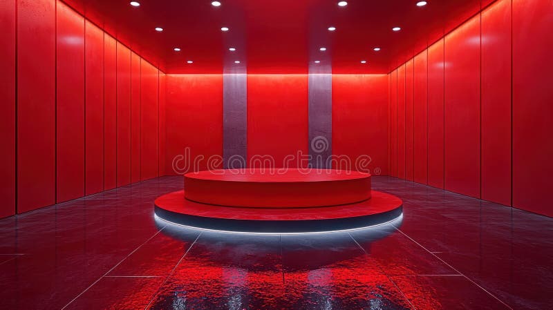 Red Room, Circular Platform, Spotlight, Modern Presentation Stock ...