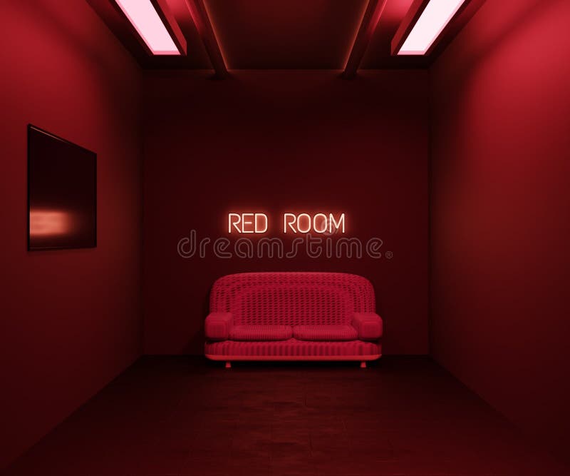 Red Room with Letter Neon Light on the Wall Stock Illustration ...