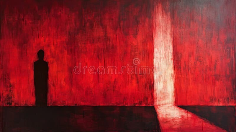 Red Room Shadowy Figure Painting with Light Stock Illustration ...