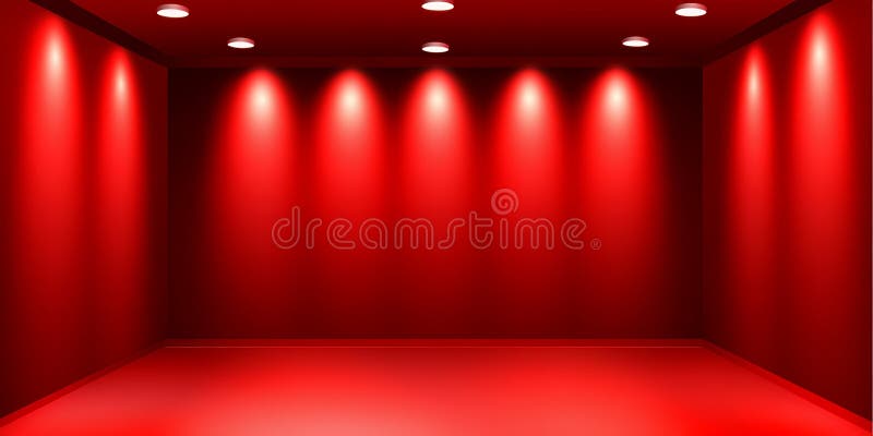 Red Room Studio Background Spotlight Illumination Empty Space Stock ...
