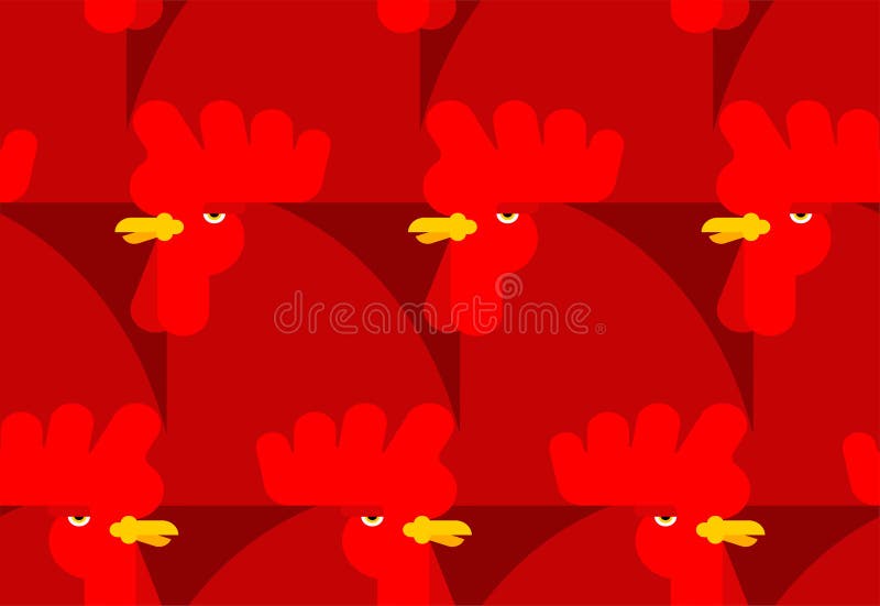 Red Rooster Pattern Seamless. Red Background Stock Vector ...