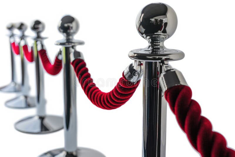 Red Rope Barriers with Chrome Posts Stock Image - Image of control ...