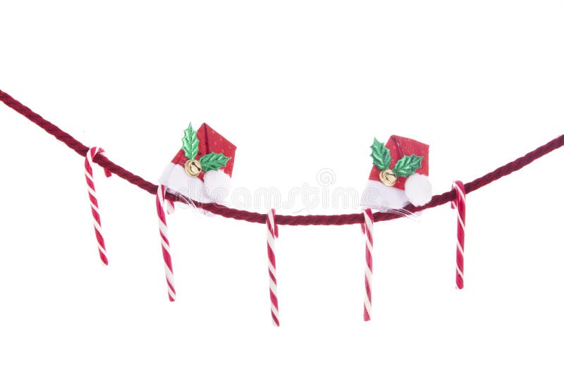 Red Rope with Christmas Candy Canes Stock Image - Image of rope, santa ...
