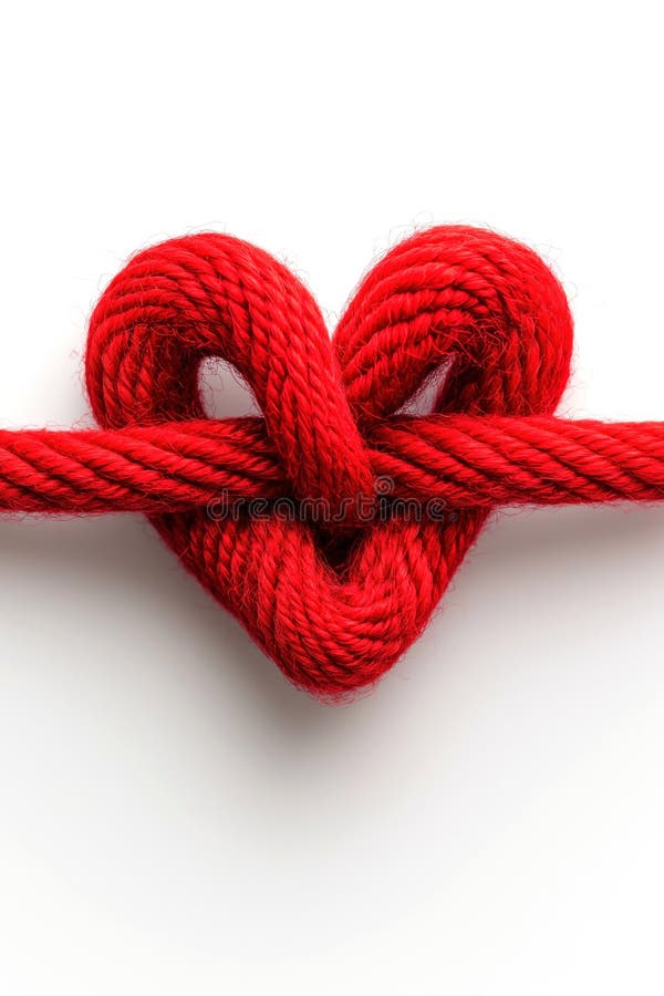 Red Rope Heart Knot Symbolizing Love and Connection on White Background ...