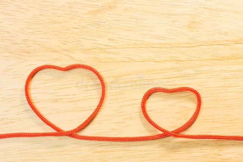 Red Rope Heart on Wood Plate Valentine Content Stock Photo - Image of ...