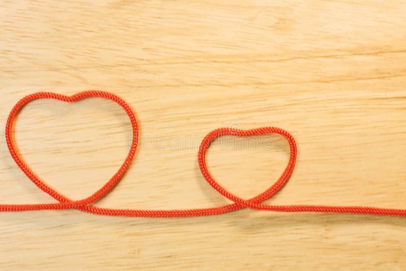 Red Rope Heart on Wood Plate Valentine Content Stock Image - Image of ...