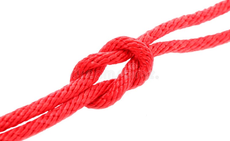 Red Rope in a Knot Isolated on White Background. Stock Image - Image of ...