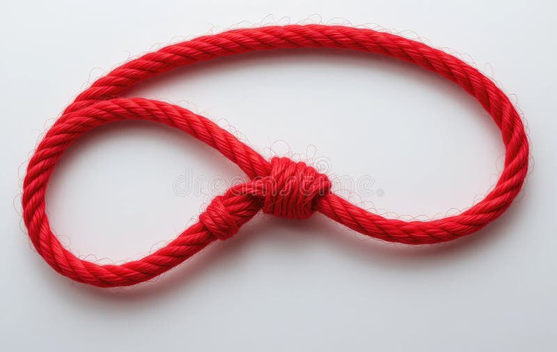 Red Rope Loop with Knot Close-up on White Background Stock Illustration ...