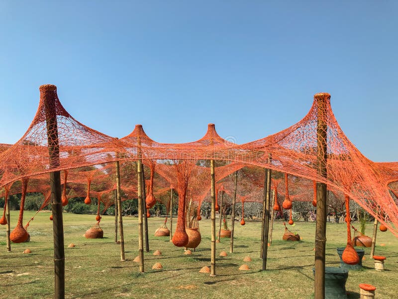 Red rope sculpture stock photo. Image of woven, decor - 306530790