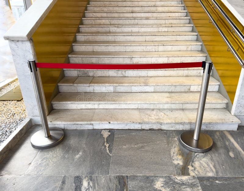 A Red Rope is on the Steps of a Staircase Stock Image - Image of steel ...
