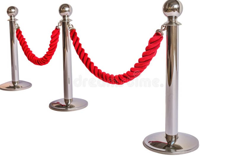 A Red Rope is Tied To a Silver Pole, Suitable for Decoration or Display ...