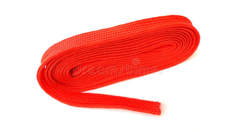 Red Nylon Rope on White Background. Fabric Rope in Red Color Folded in ...