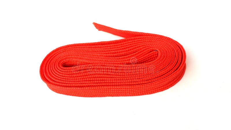 Red Rope on White Background. Fabric Rope in Red Color Folded in a Coil ...