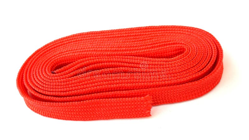 Red Nylon Rope on White Background. Fabric Rope in Red Color Folded in ...