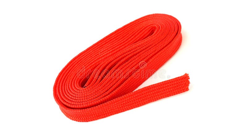Red Nylon Rope on White Background. Fabric Rope in Red Color Folded in ...