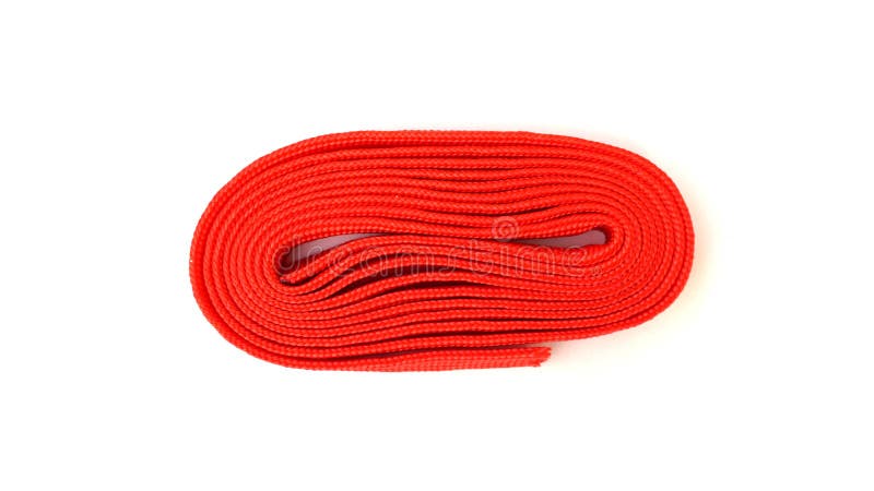 Red Nylon Rope on White Background. Fabric Rope in Red Color Folded in ...