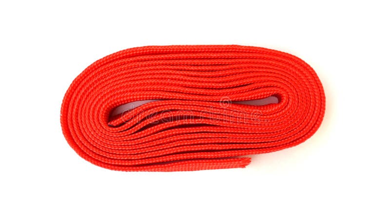 Red Nylon Rope on White Background. Fabric Rope in Red Color Folded in ...