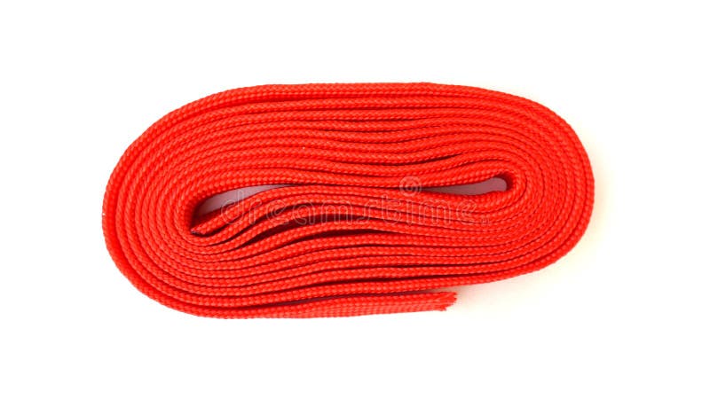 Red Nylon Rope on White Background. Fabric Rope in Red Color Folded in ...