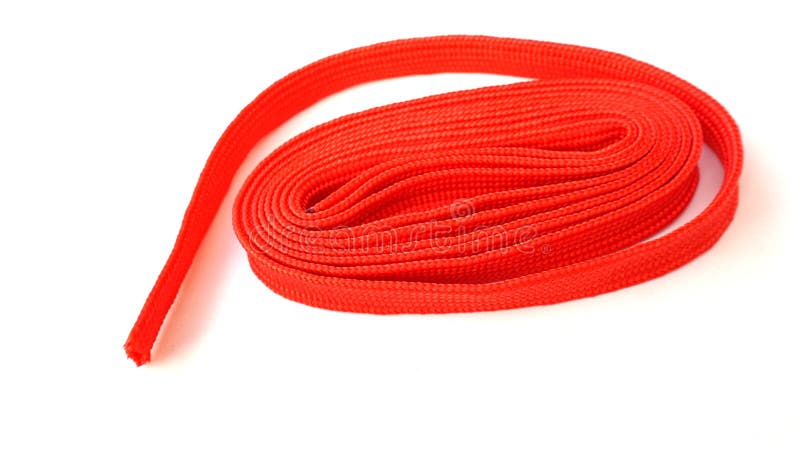 Red Rope on White Background. Fabric Rope in Red Color Folded in a Coil ...