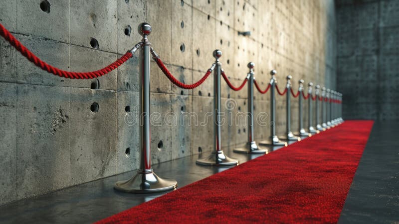 Red Roped Posts Next To Concrete Wall Stock Image - Image of temporary ...
