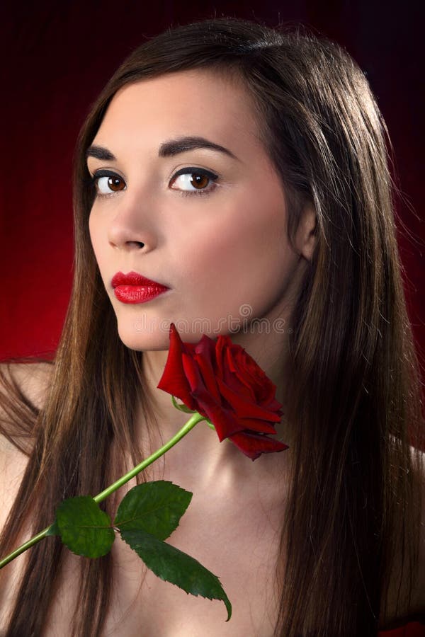 Red rose stock image. Image of romantic, headshot, woman - 19580023