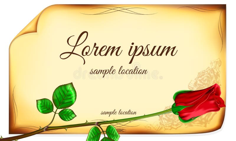 Red Rose Against the Old Paper Background Stock Vector - Illustration ...