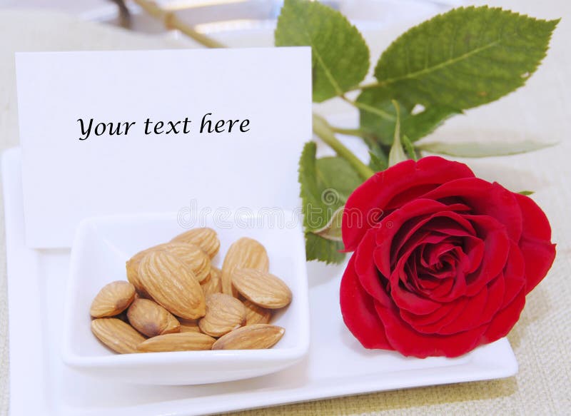 Red rose and almond stock photo. Image of element, bloom - 17052210